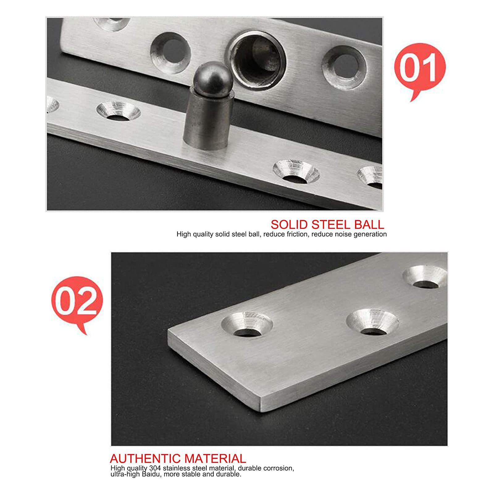 Snapklik.com : 2pcs Pivot Hinge Rotating Hinge 360 Degree Stainless ...