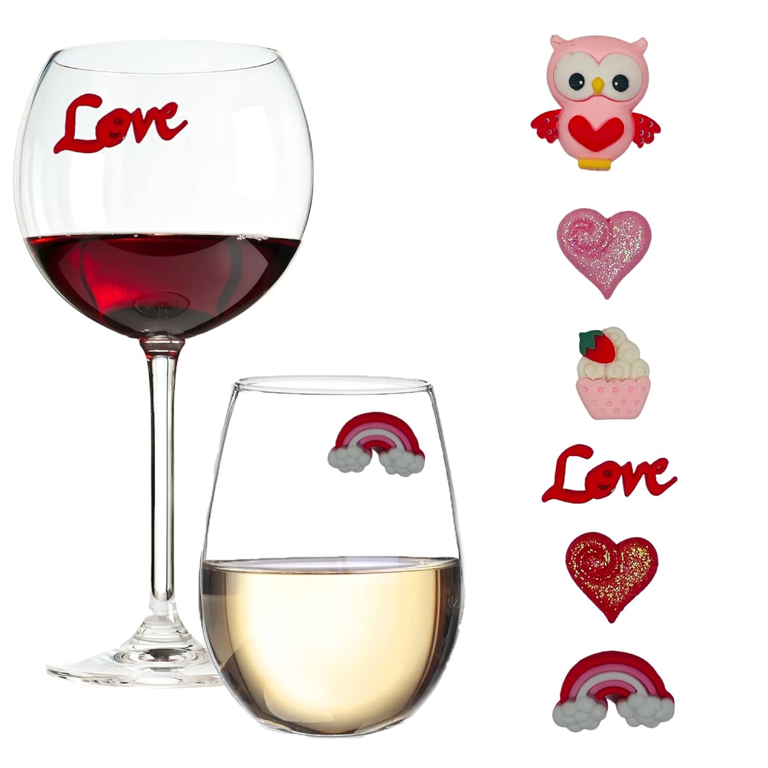 Amazon.com: Simply Charmed Sweetheart Wine Charms - Magnetic Glass ...