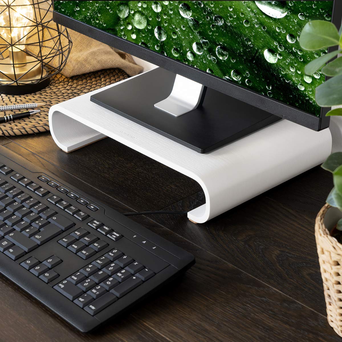 Navaris Computer Monitor Wood Stand - Universal Desk Monitor Holder ...