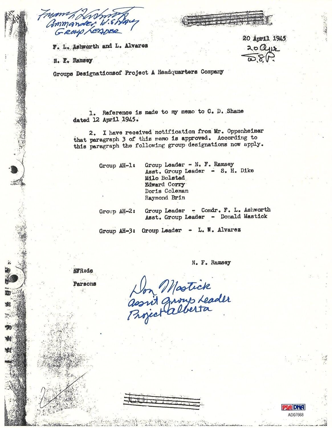 Amazon.com: FREDERICK ASHWORTH/DON MASTICK SIGNED PROJECT ALBERTA ...
