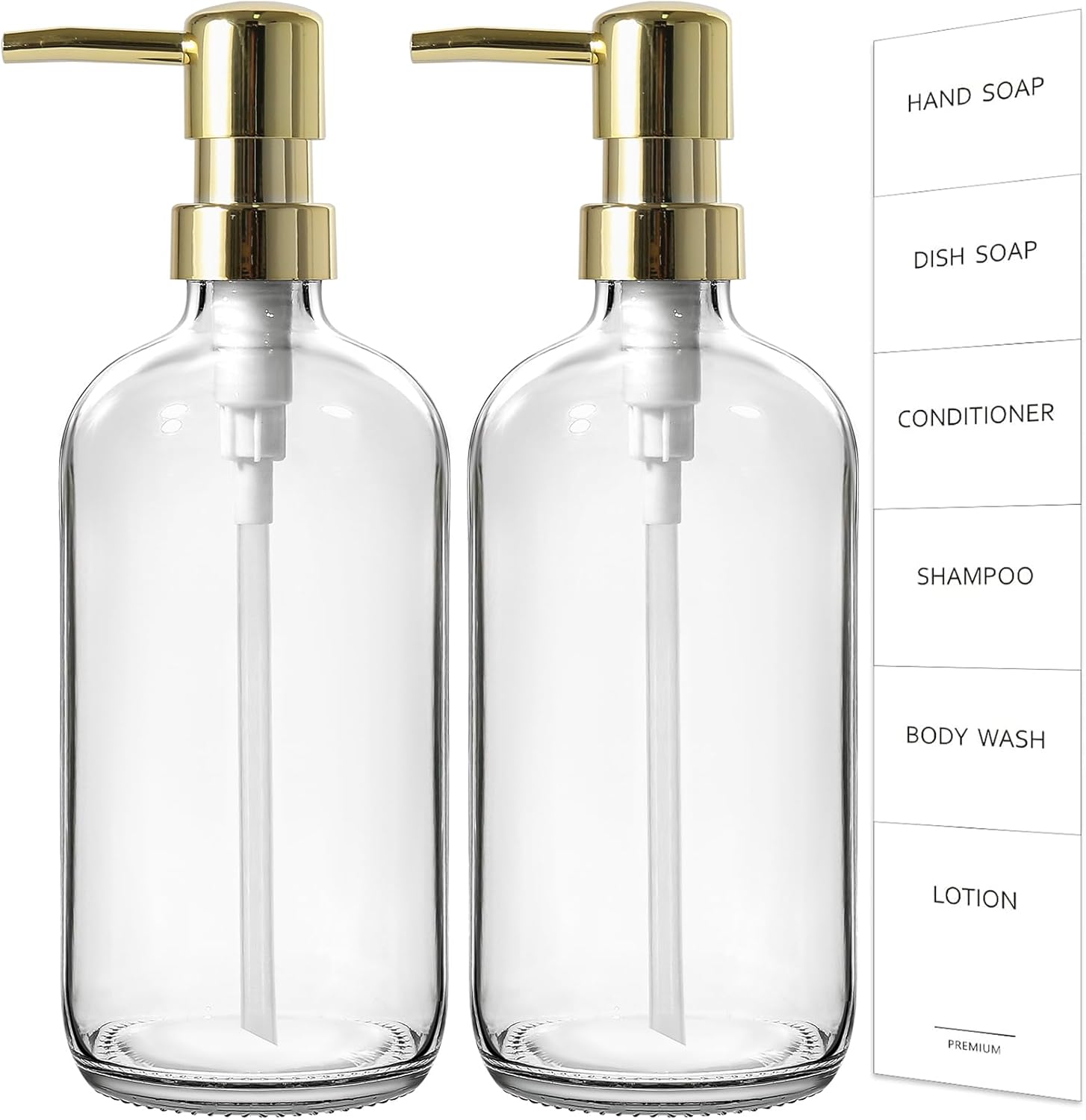 Amazon.com: GMISUN Gold Soap Dispenser, 2 Pack Clear Glass Soap ...