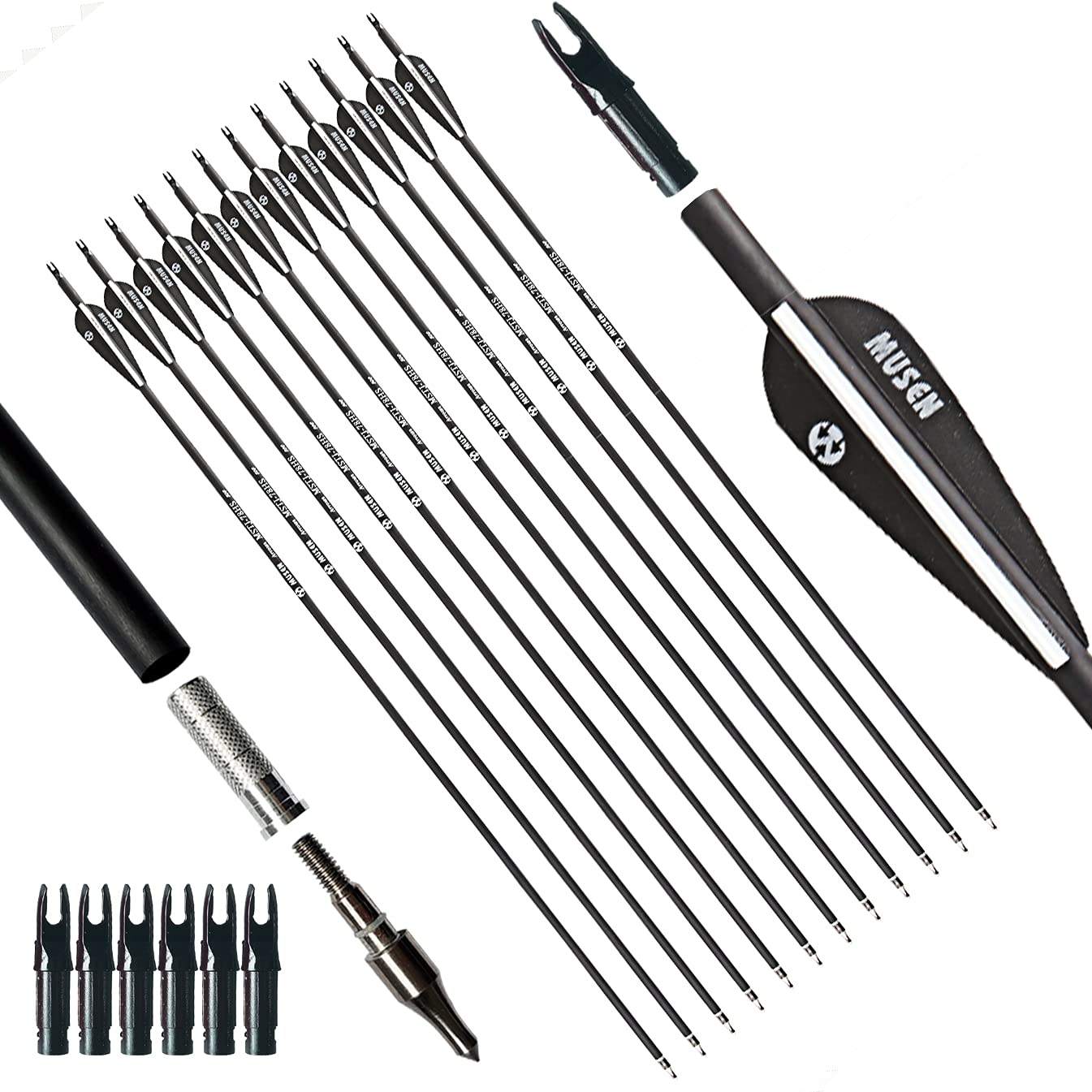 Snapklik.com : Musen Archery 30/28 Inch Carbon Practice Targeting Arrows