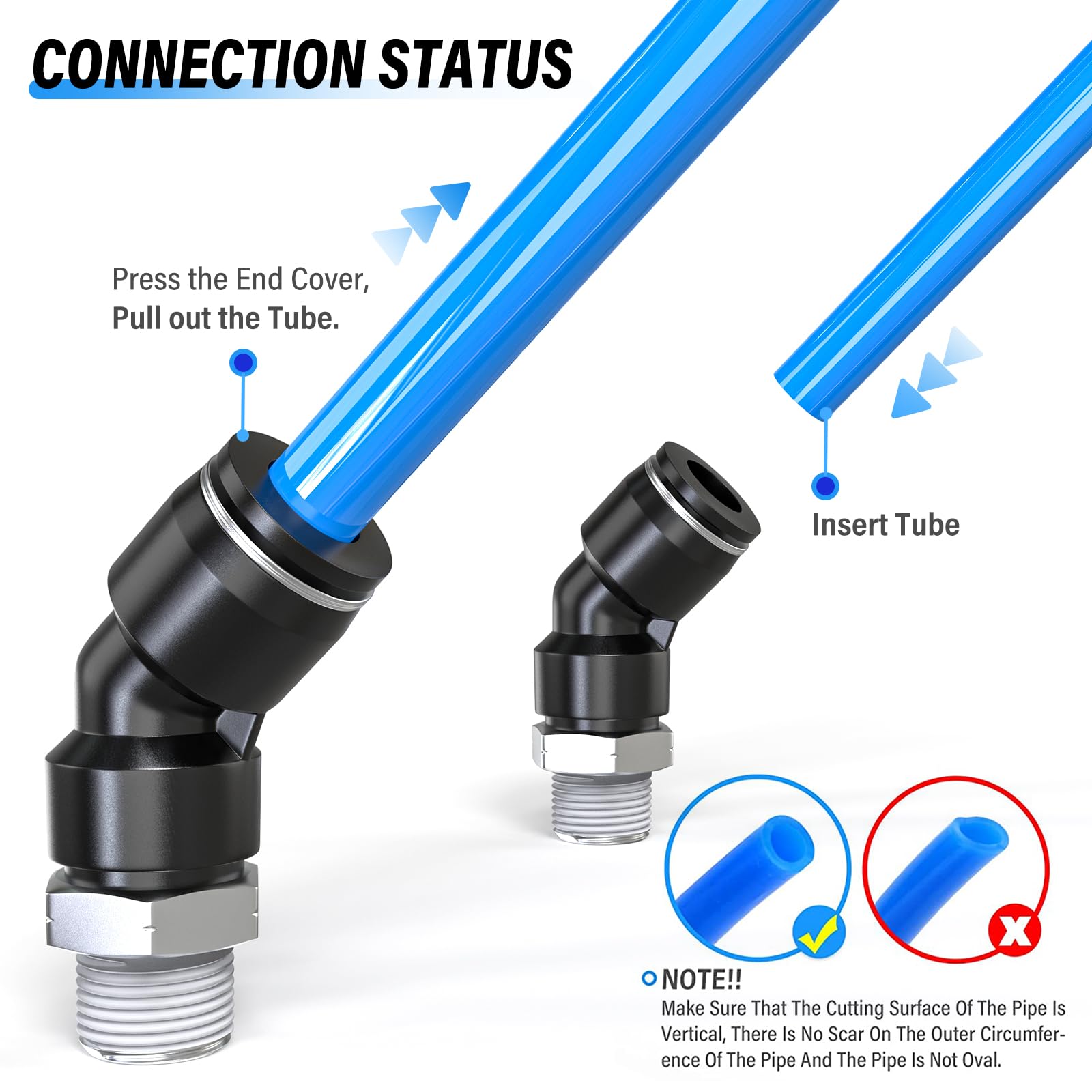 Air Hose Fittings TAILONZ 1/4" Pneumatic Elbow Fittings - Push-to ...