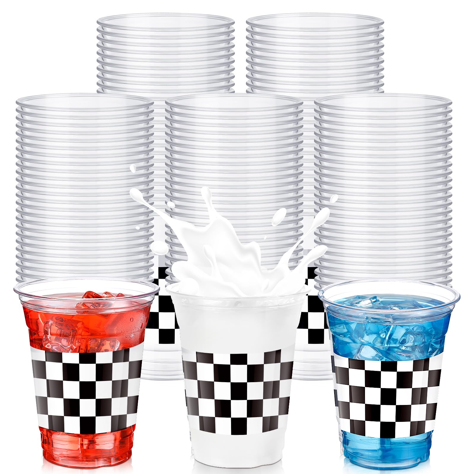Amazon.com: SiliFine 50 Pcs 12 oz Race Car Cups Disposable Checkered ...