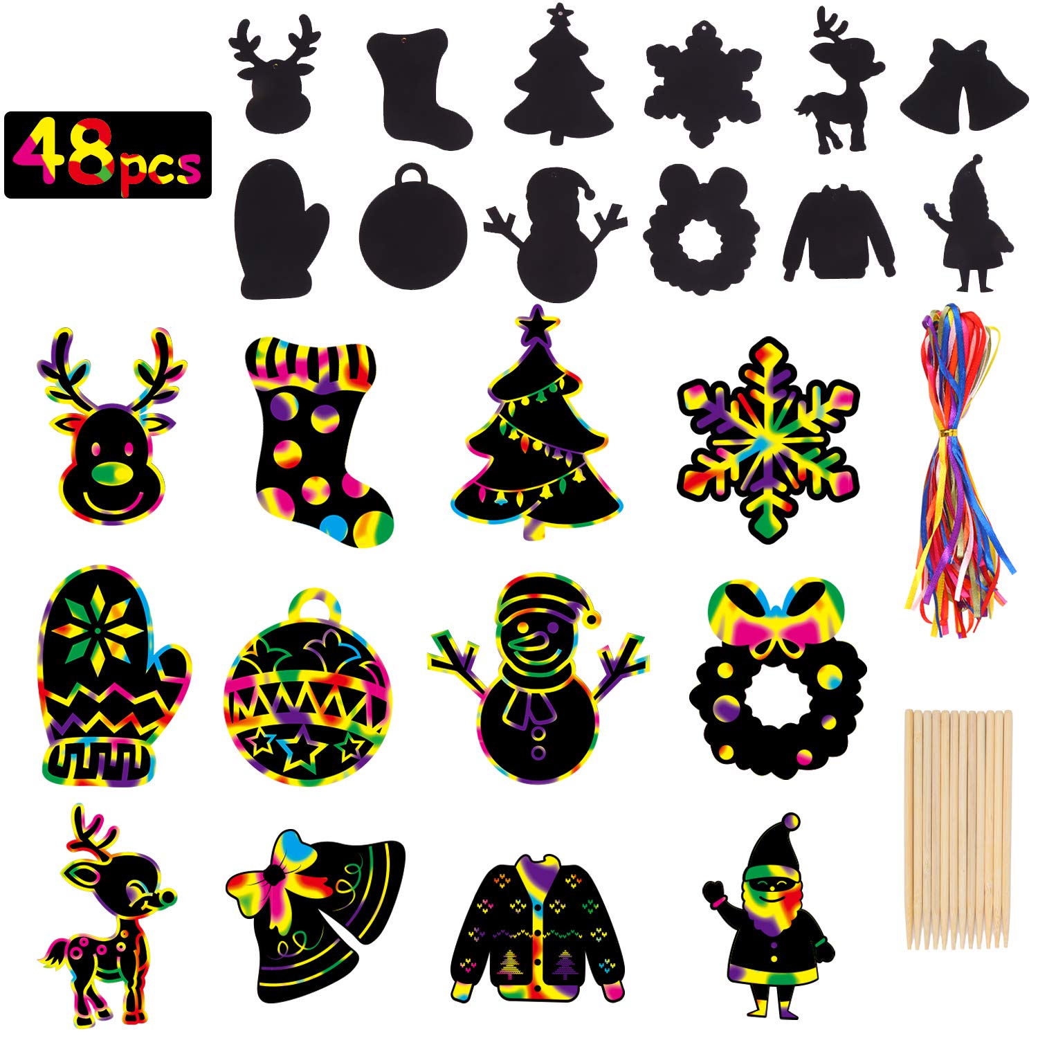 Amazon.com: DIYASY Christmas Scratch Art Paper,48 Pcs Crafts Kits Magic ...