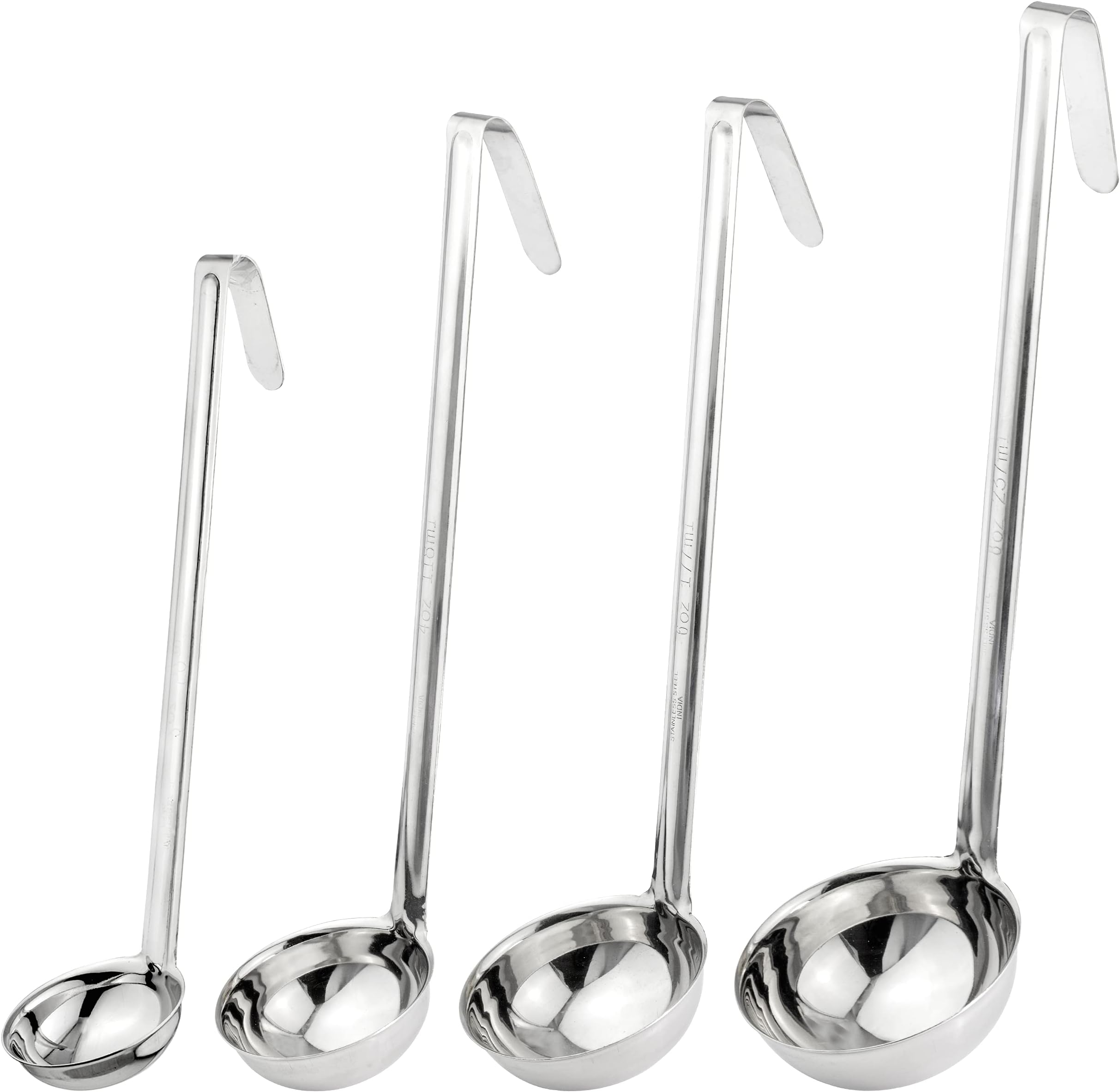 Amazon.com: CucinaPrime Set of 4 Stainless Steel Soup Ladle 2oz, 4oz ...