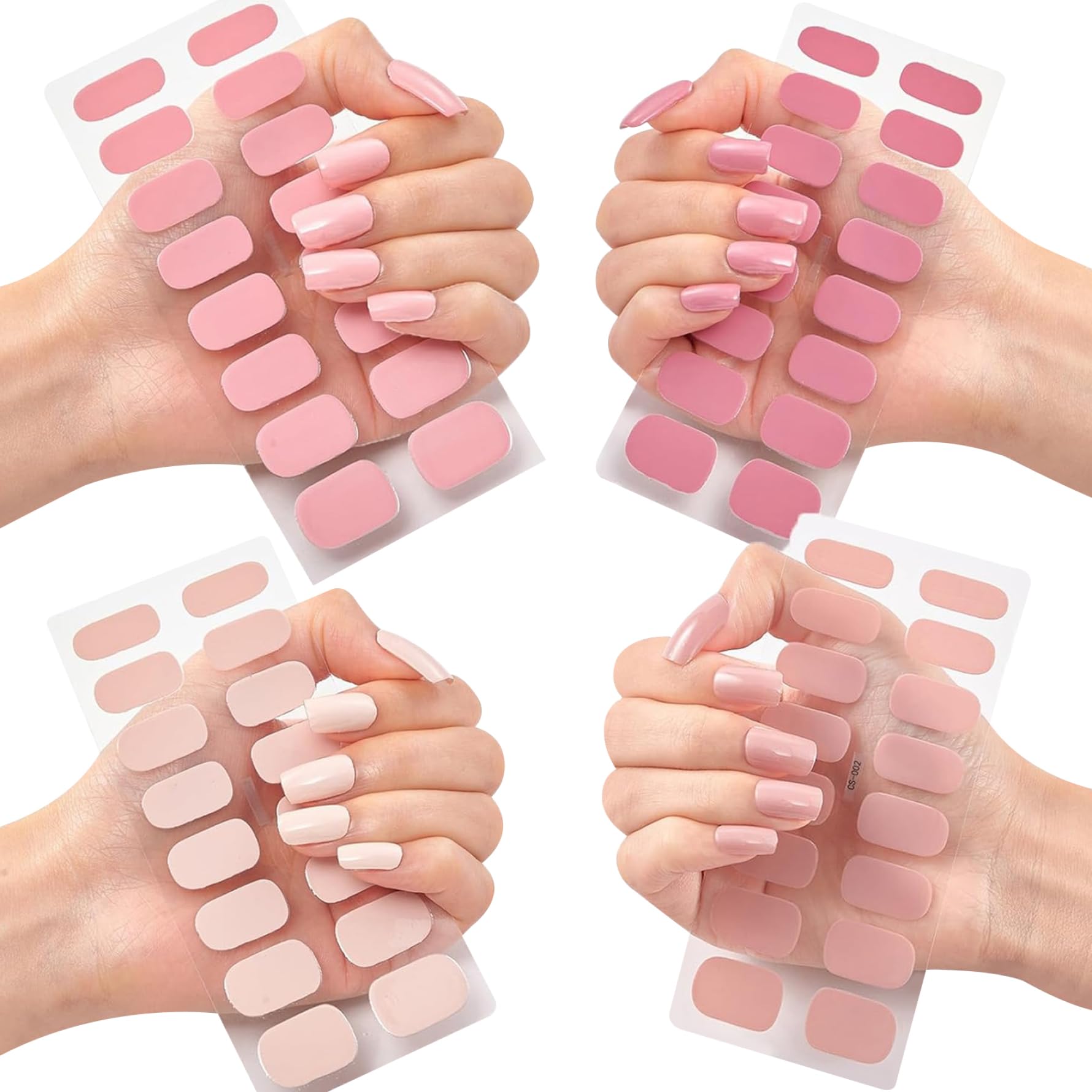 4 Sheets Gel Nail Stickers 4 Colors Gel Nail Strips Semi Cured Gel Nail ...