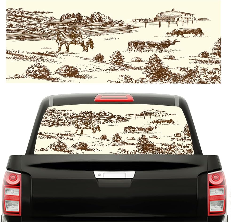 Amazon.com - Brebasf Vintage Western Farmhouse Cowboy Back Window Truck ...