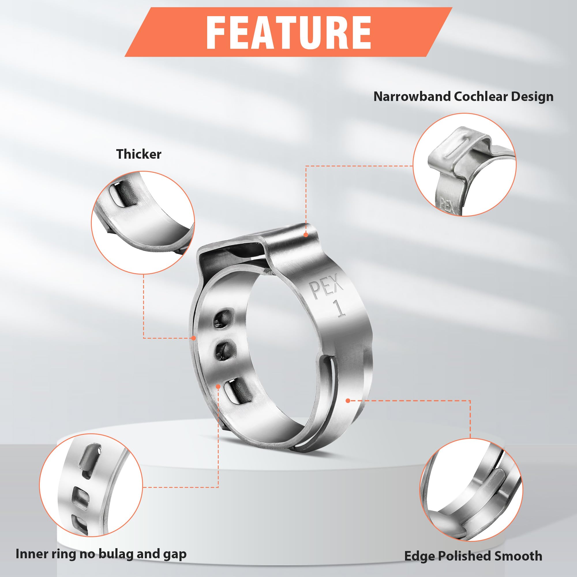 Snapklik.com : 60pcs 1 Inch PEX Cinch Clamps Rings, 304 Stainless Steel ...