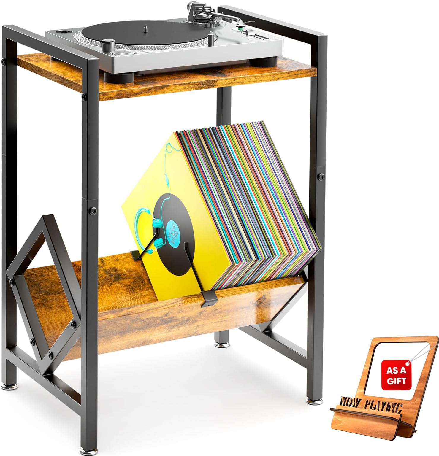 Amazon.com: 112Pens Record Player Stand with Vinyl Storage and Now ...