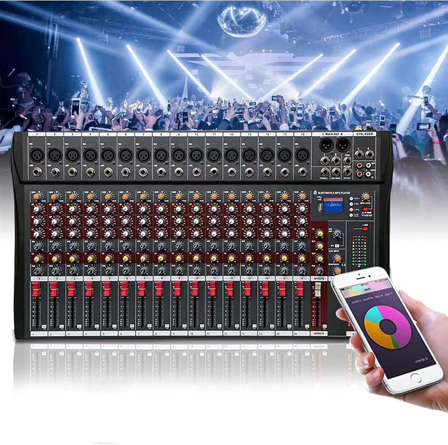NVIVN 16 Channel DJ Professional Mixing Console, Audio Mixer, External ...