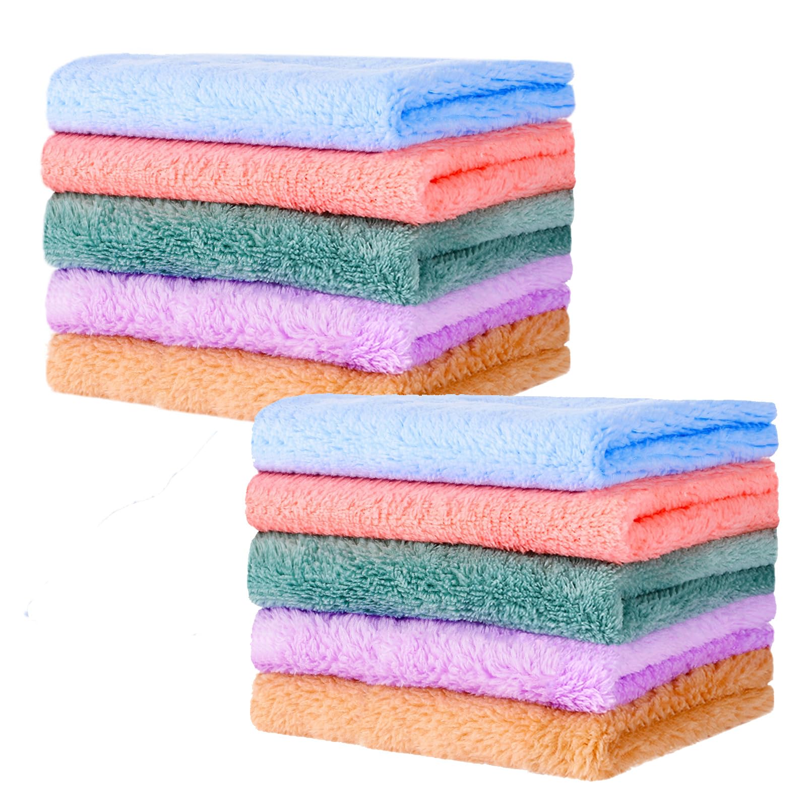 FRIUSATE 10 Pcs Flannel Face Cloth Baby Face Flannels Baby Wash Cloths ...