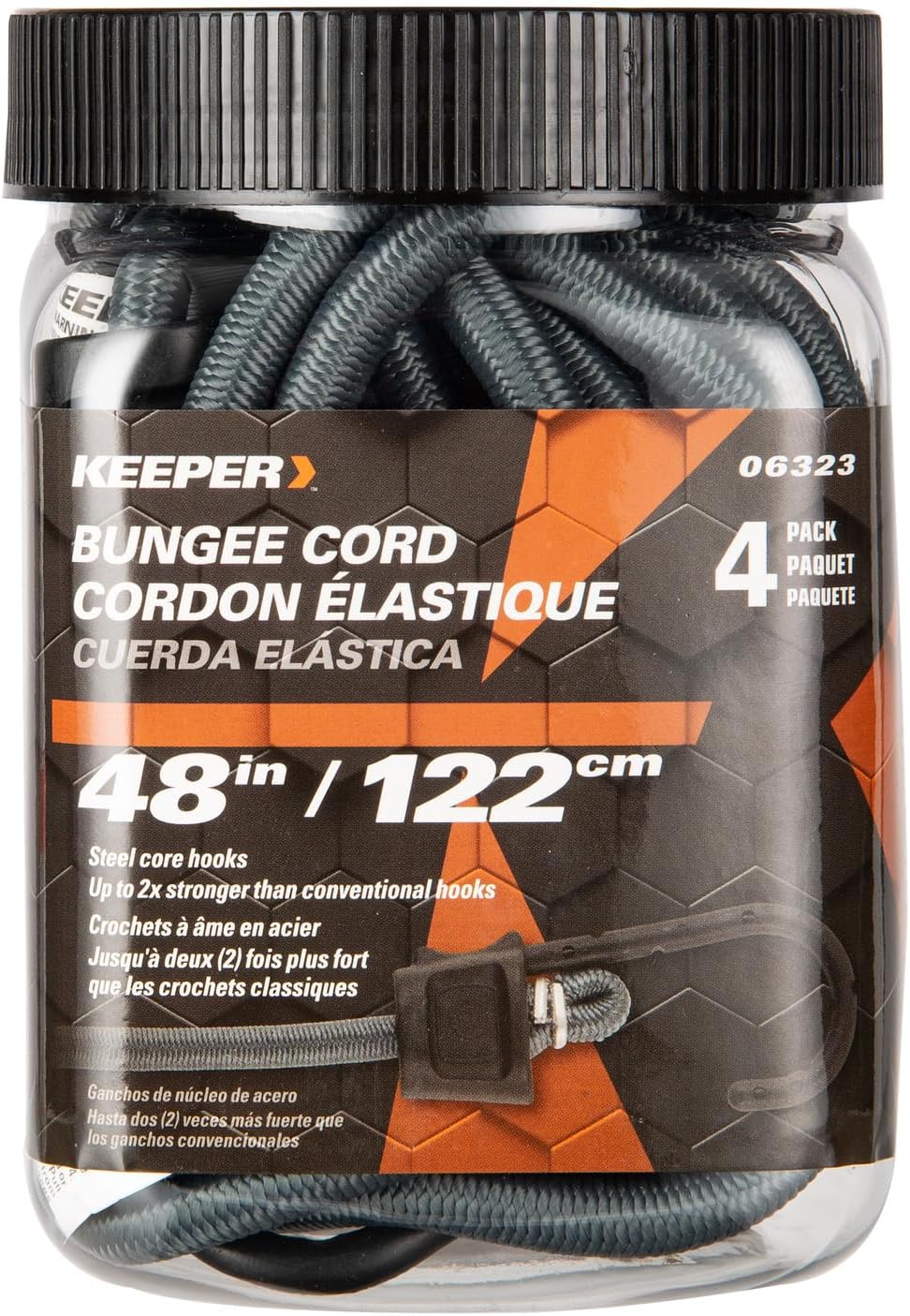 Amazon.com: Keeper - 48” Bungee Cord With SST Hooks, 4 Pack - UV and ...