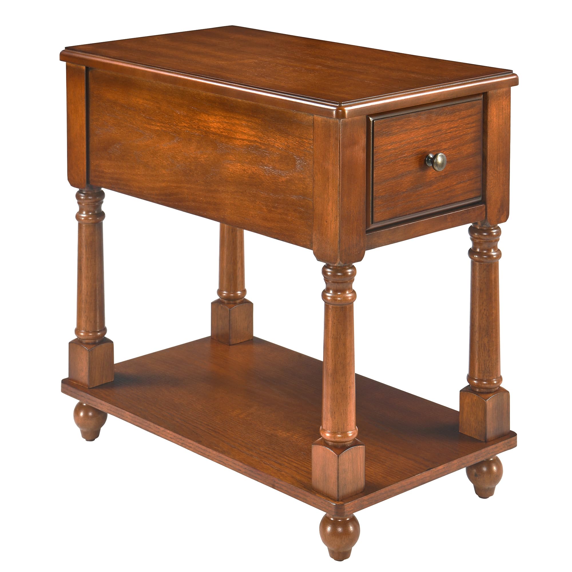 Amazon.com: Narrow End Table with Drawer and Storage Shelf, Solid Wood ...