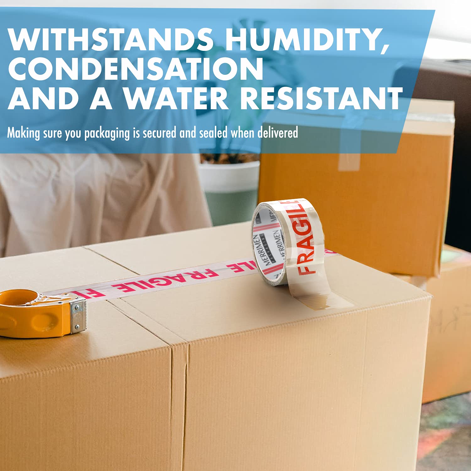 MERRIMEN Strong Heavy Duty Packing Tape – 12 Rolls Fragile Packing Tape ...