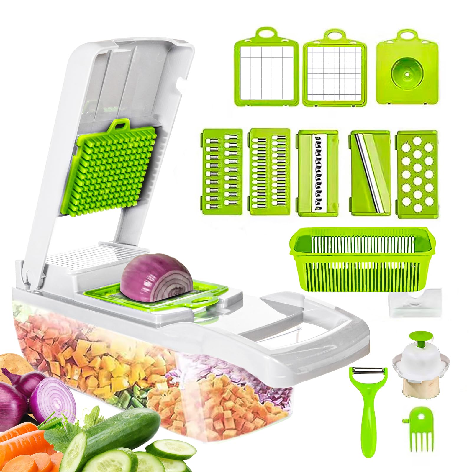 Amazon.com: Vegetable Chopper Cutter Slicer Multifunctional 14-in-1 ...