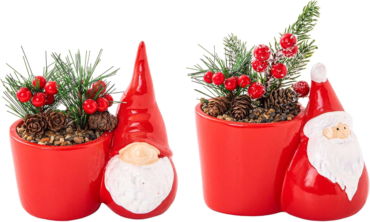 Amazon.com - VENY TAYA 2PCS Christmas Santa Claus Plants Decor with ...