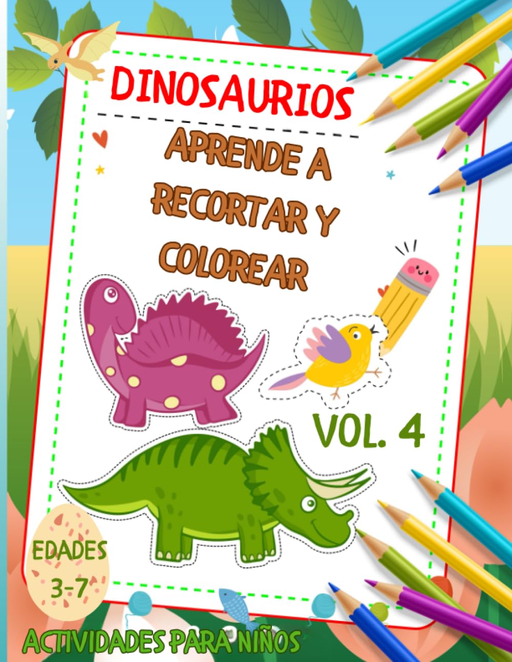 Aprende a recortar y colorear dinosaurios, libro de actividades para ...