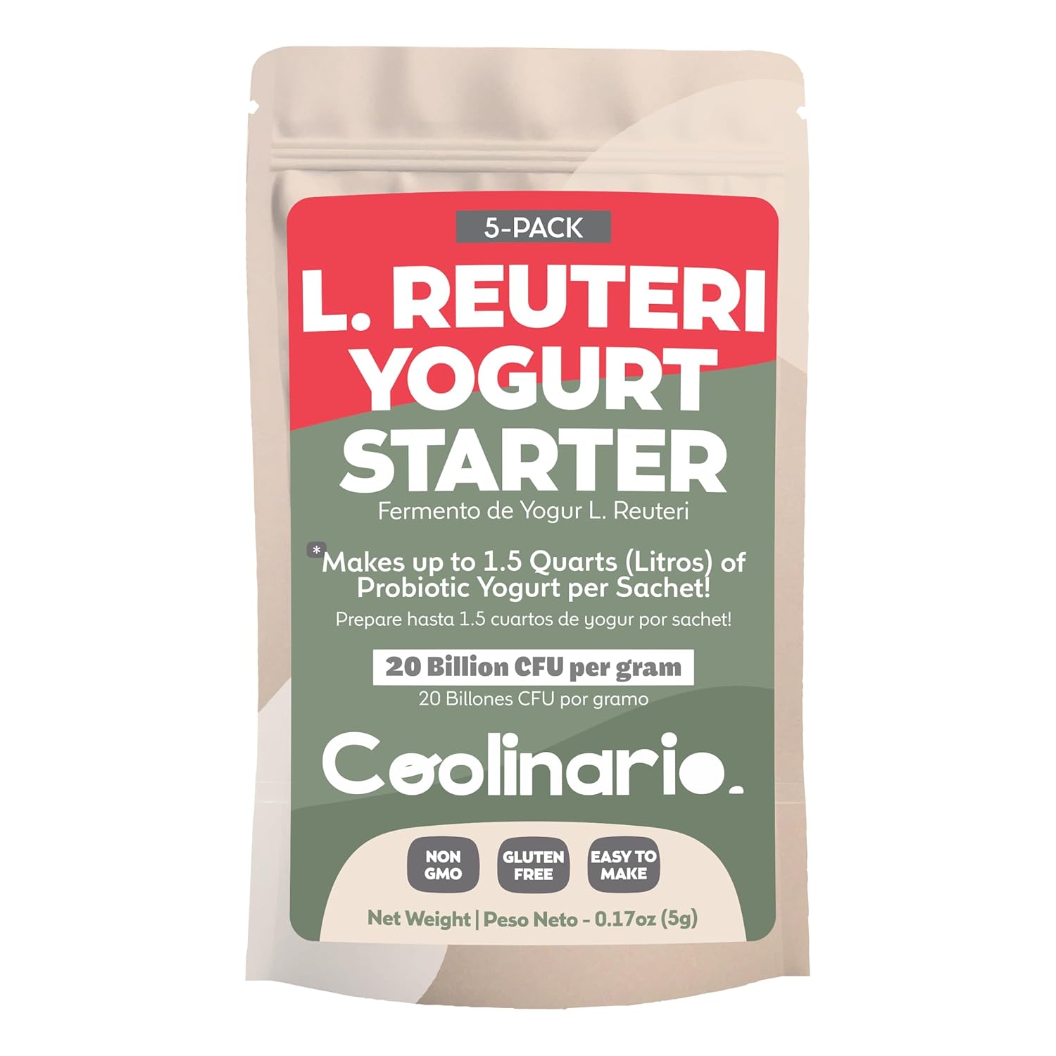 Amazon.com: Coolinario L Reuteri Yogurt Starter (5-Pack, 1g Sachets ...