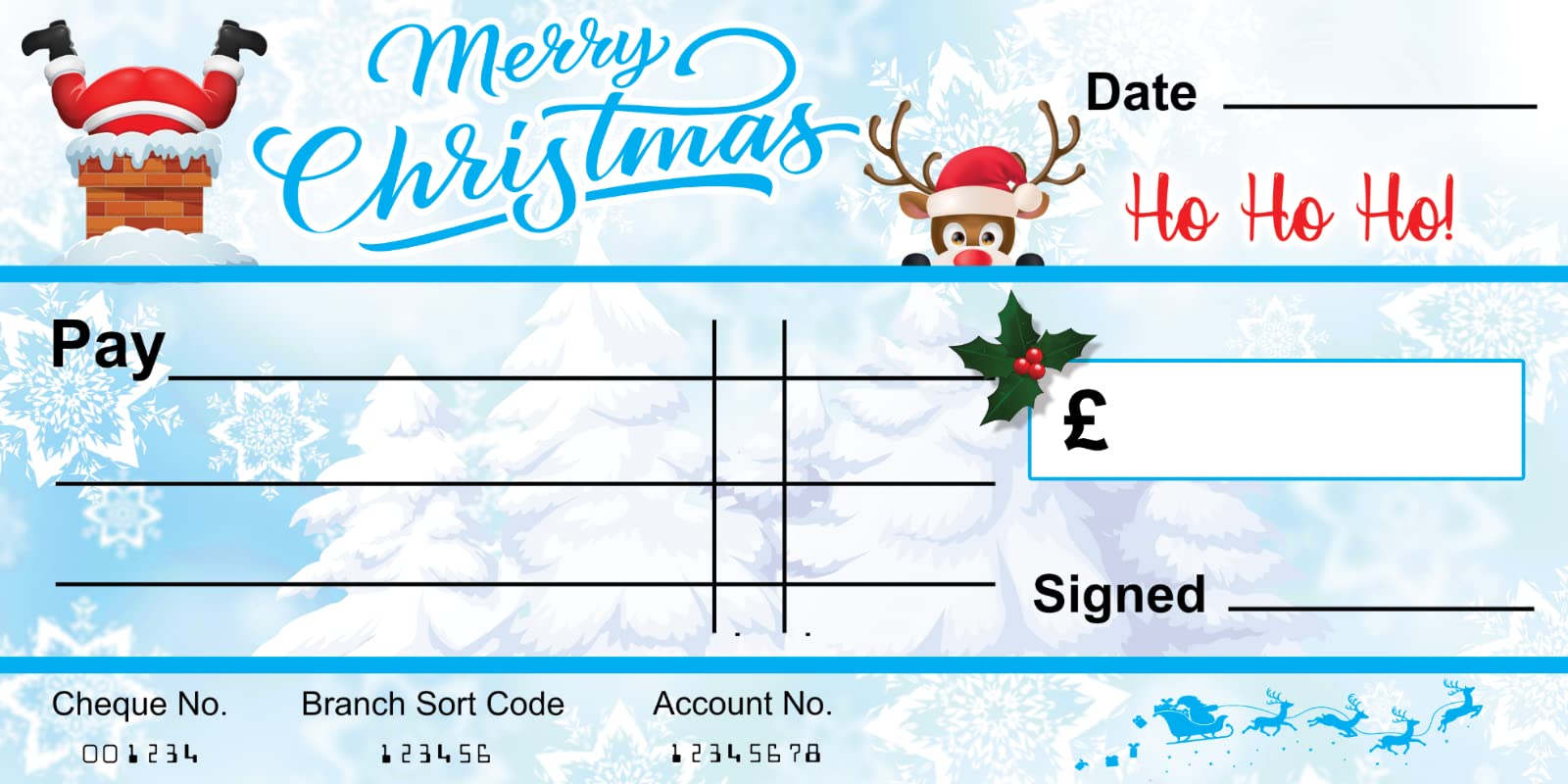 Christmas Blank Presentation Cheque V62 Paper Large 1m Wide x 50cm deep ...