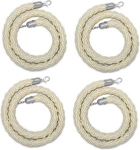 Amazon.com: 4 Pack Velvet Ropes Beige, Safety Barrier Stanchion Twisted ...