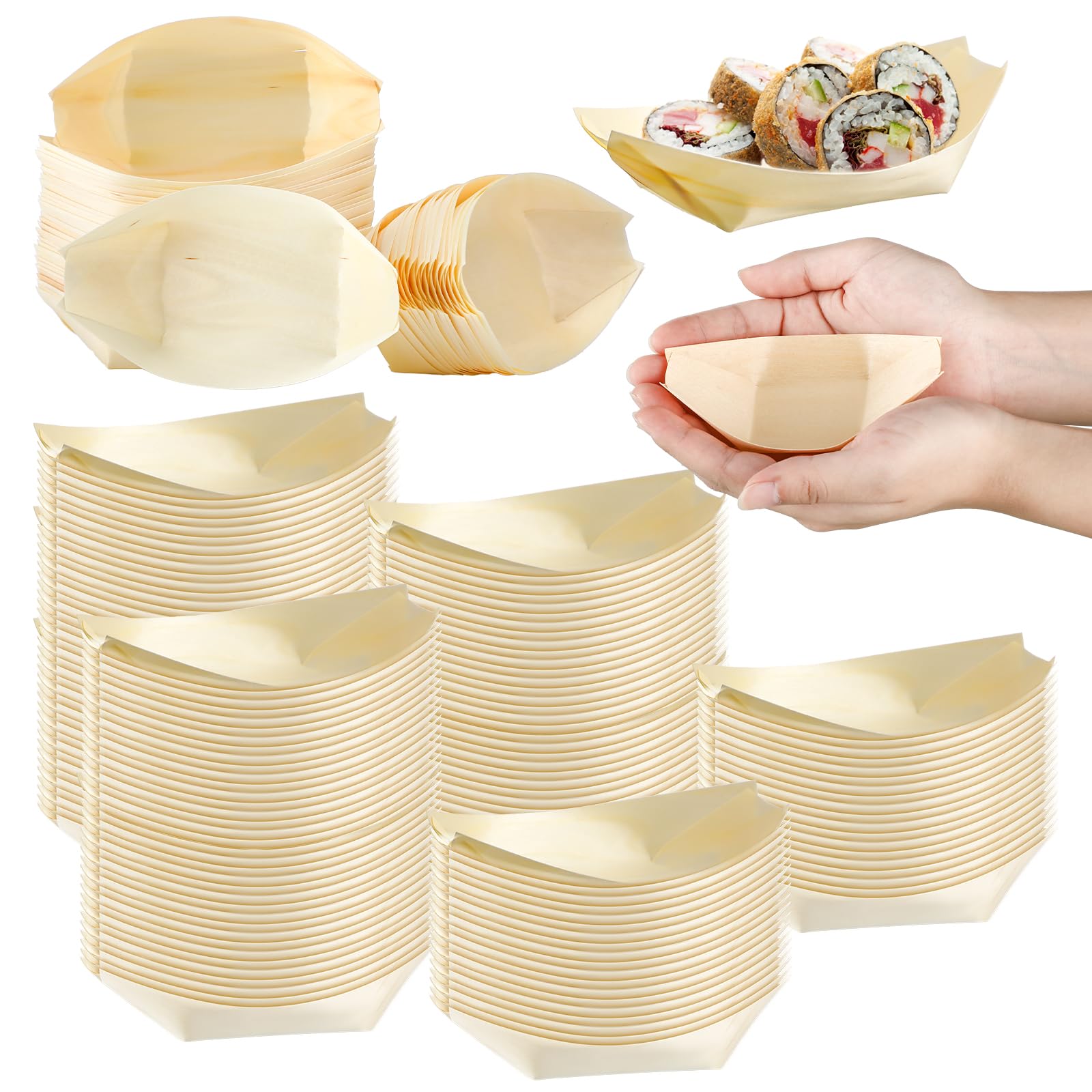 Amazon.com: Hoolerry Disposable Wood Boat Plates Dishes Food Boats ...