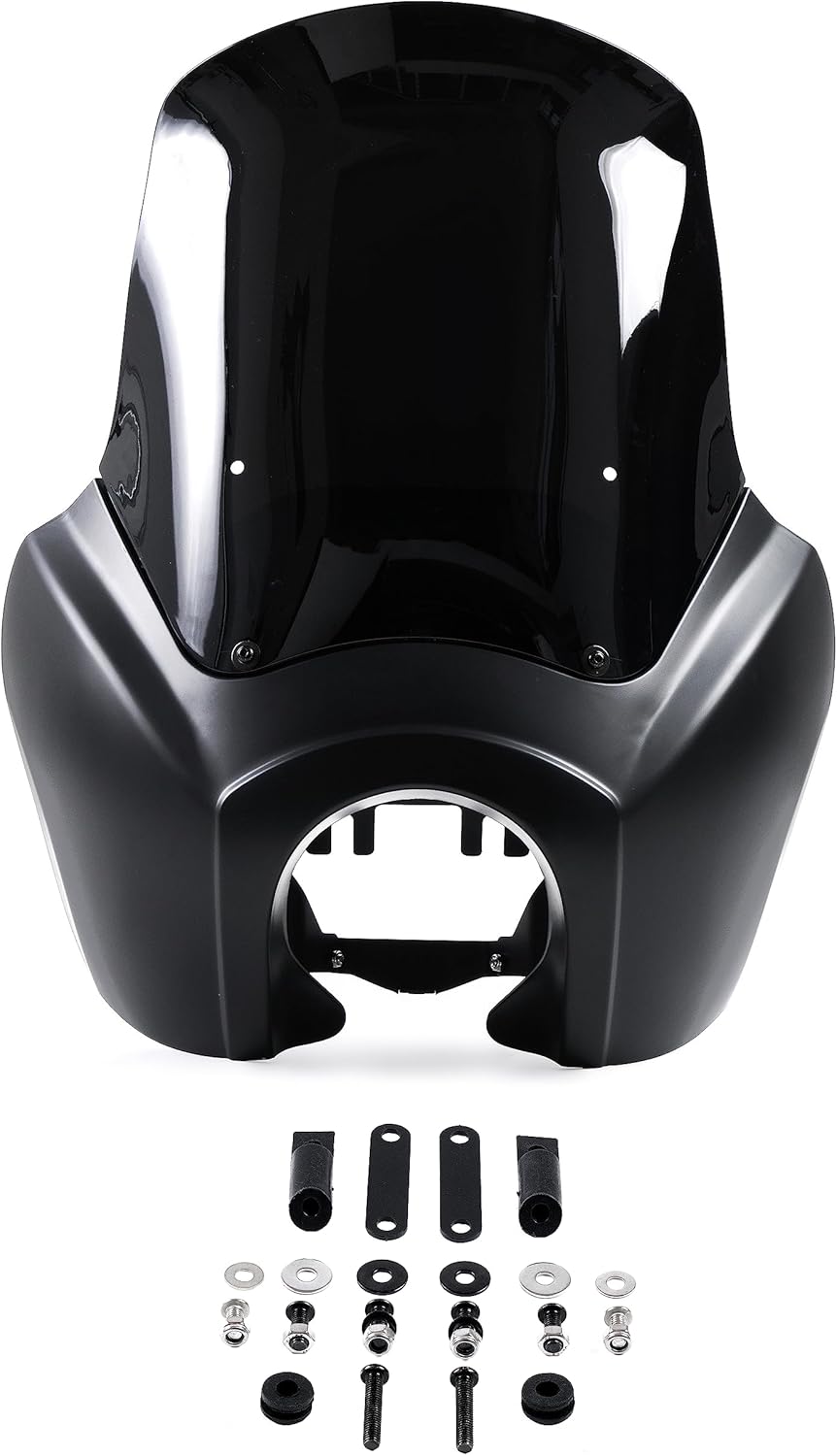 Amazon.com: Matte Black & Dark Black Tall Fairing Windshield Club Style ...