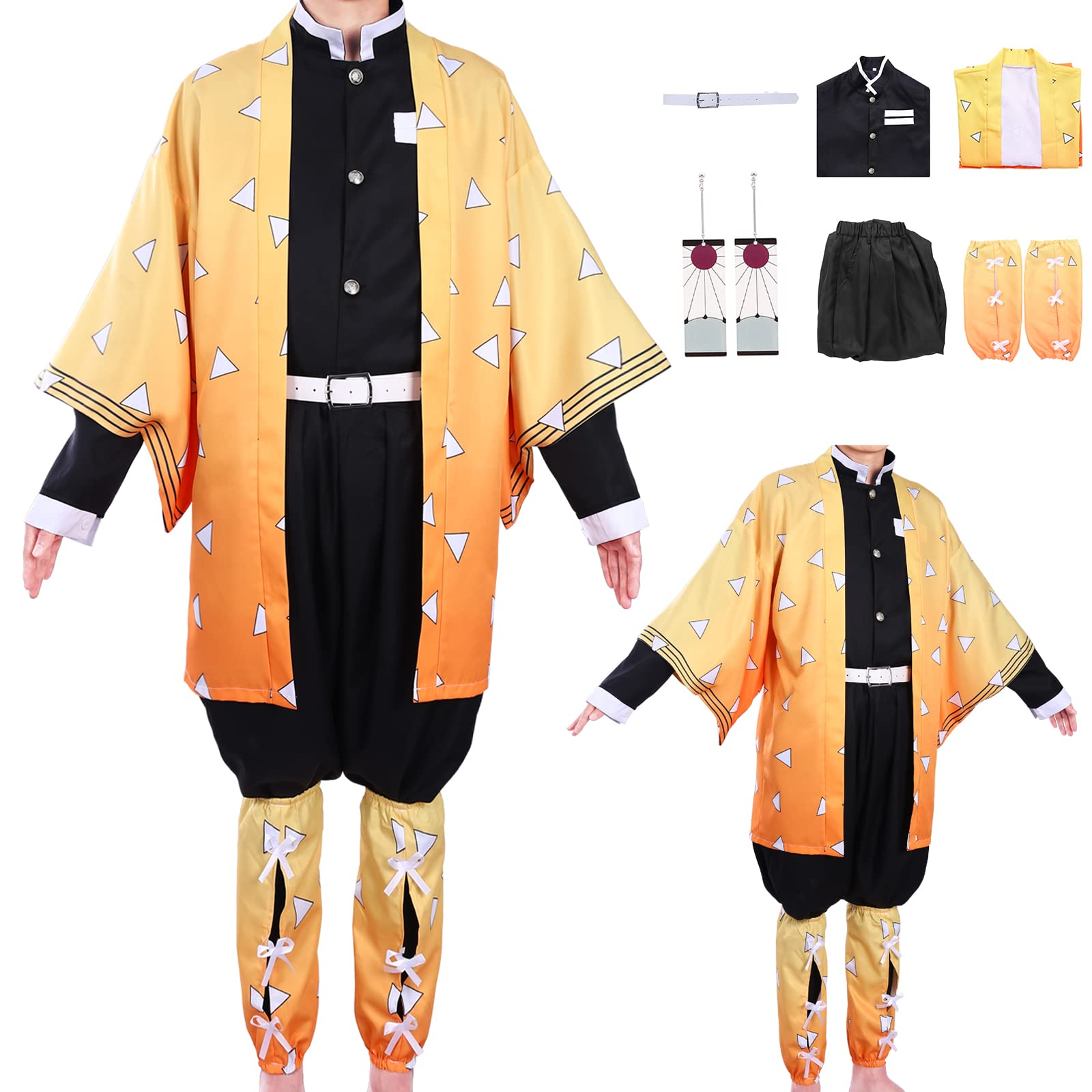 Buy Anime Cosplay Demon Slayer Kimono Tanjiro Kamado Cape Outfit No ...
