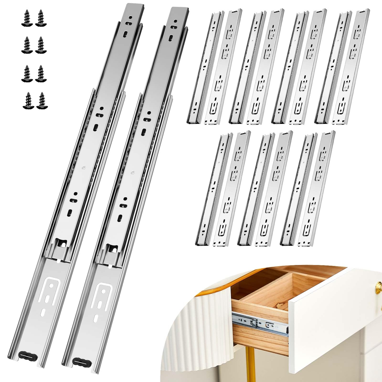 Zonon 16 Pairs 32 Pcs Drawer Slides Soft Close Drawer Slides Heavy Duty ...