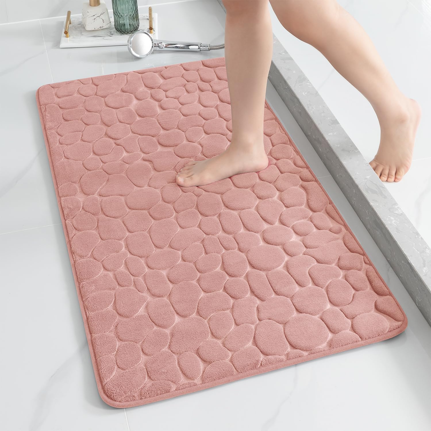 Amazon.com: YIHOUSE Memory Foam Runner Rug, Cobblestone Bathroom Runner ...