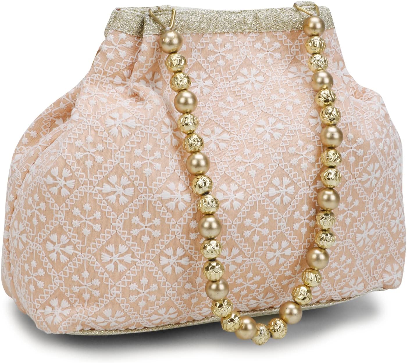 Indian Ethnic Designer Embroidered Silk Potli Bag Batwa Pearls Handle ...