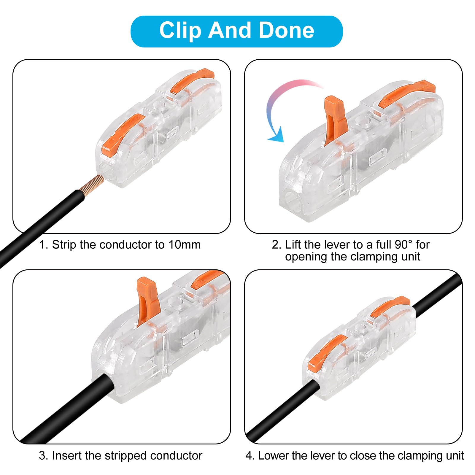 Snapklik.com : 20PCS Lever Nuts Wire Connectors, 1 To 1 Inline Electric ...