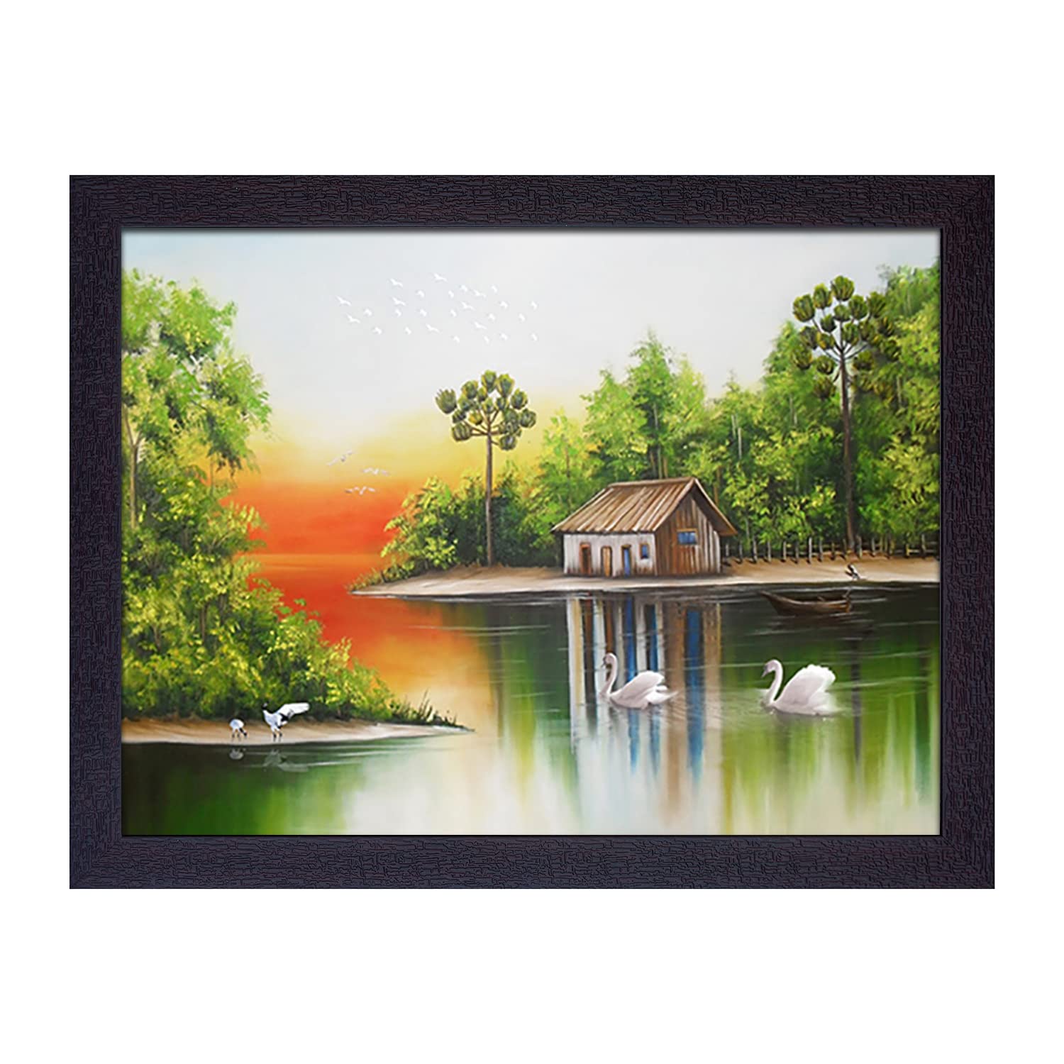 Masstone Wall Scenery for Living Room | Lake Scenery (35x28 CM ...
