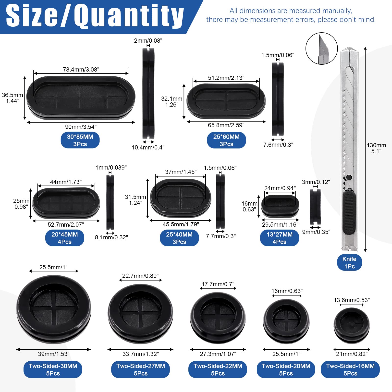 Snapklik.com : Glarks 43Pcs 10 Size Oval And Round Rubber Grommets Set ...