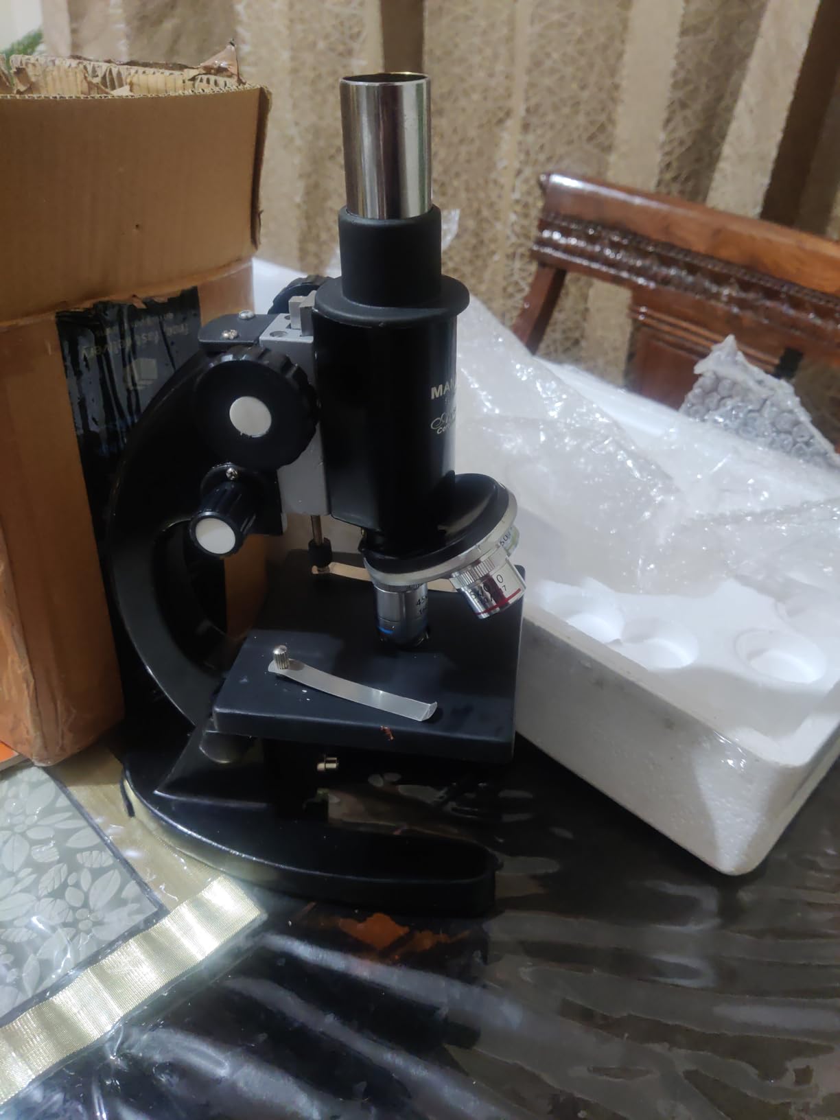 MANIKARN Student Compound Microscope (ISO 9001:2015 Certified) with LED Light, 25 Piece Prepared ...