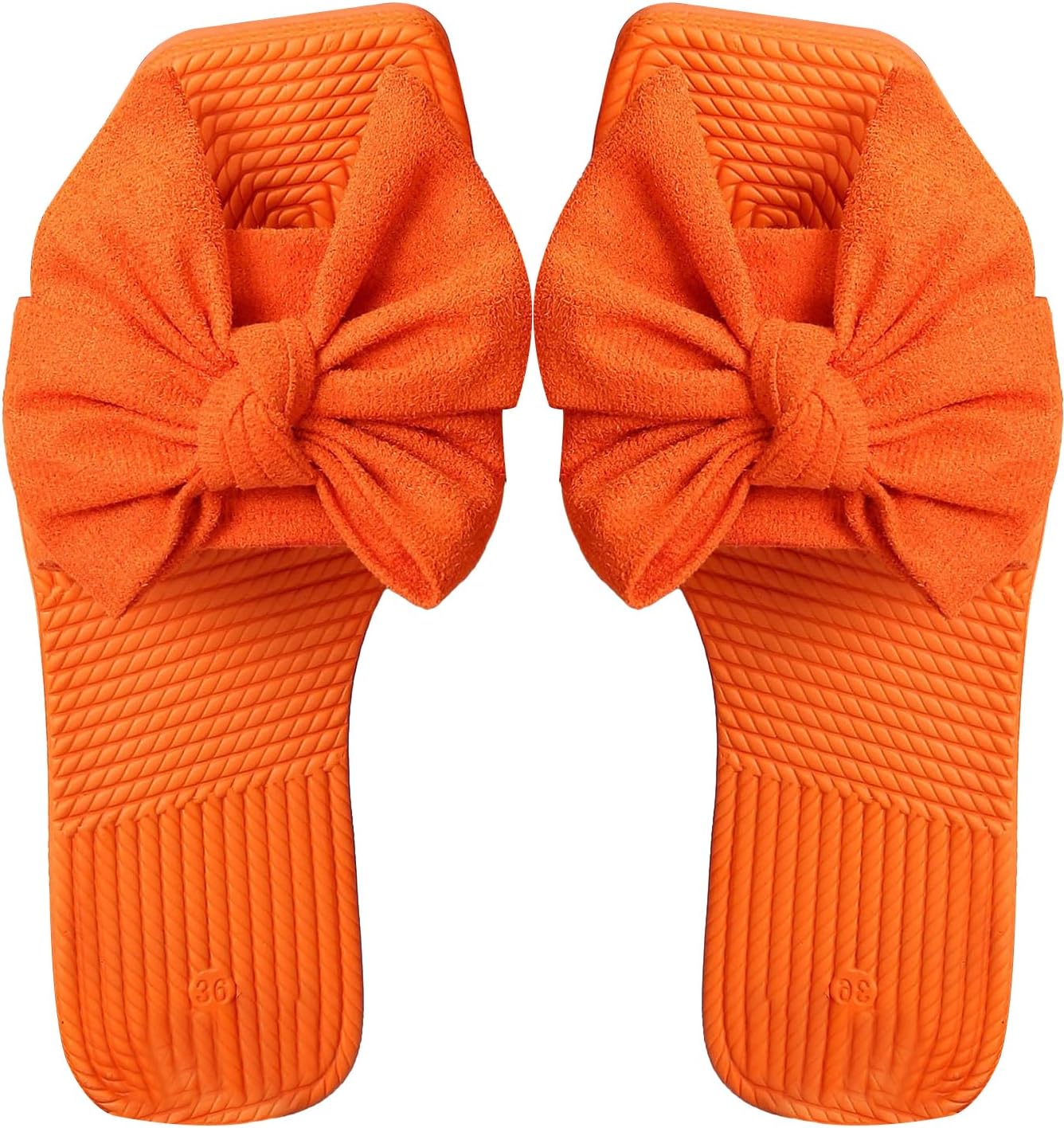 Amazon.com | OYOANGLE Women's Bow Decor Open Toe Flat Sandals Solid ...