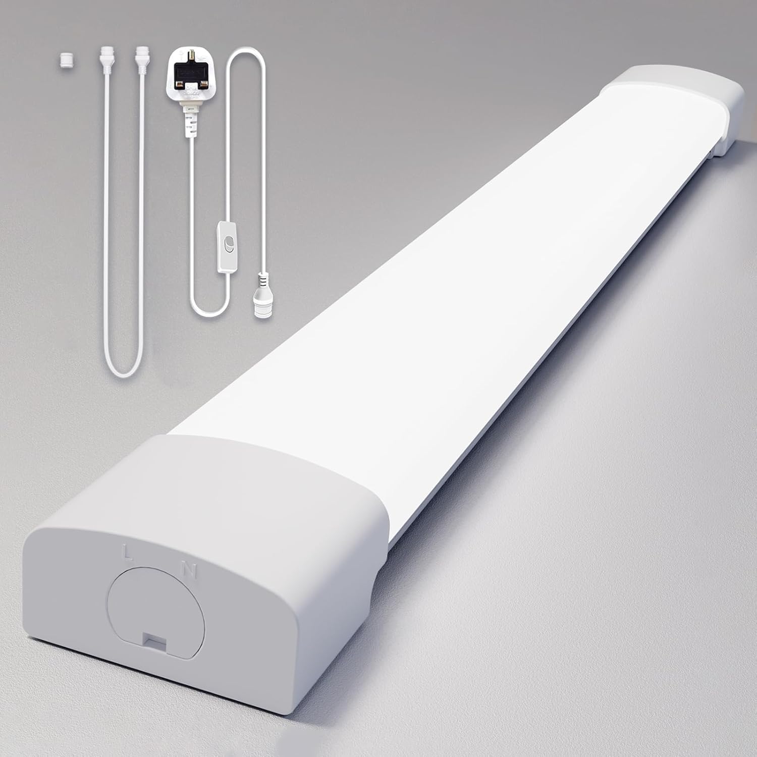 Amdelne 6000k Led Batten Light, 1.3FT 40CM, 16W Plug in Wall Light Shed ...