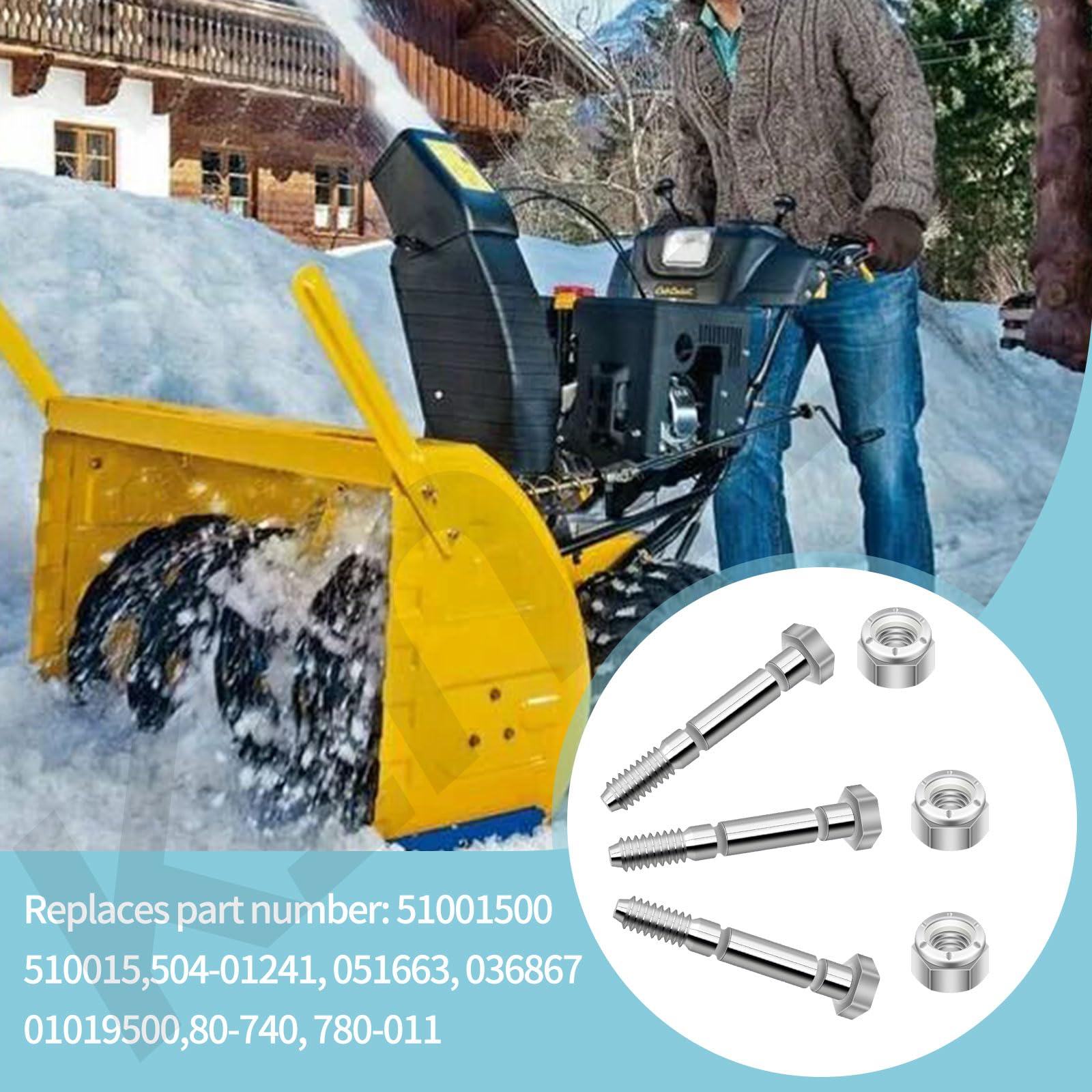 Snapklik.com : 51001500 5/16" Snow Blower Shear Bolts & Nuts Compatible
