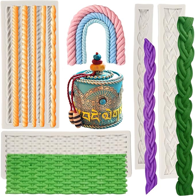 Amazon.com: FCKEMLDS Hemp Rope Fondant Molds Braided Rope Silicone ...