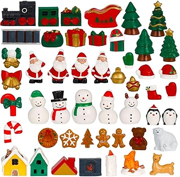Amazon.com: Exasinine 49 Pcs Mini Christmas Figures and Miniatures ...