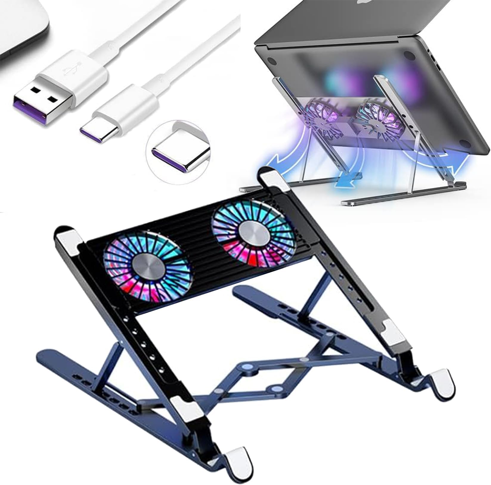 Soporte para laptop con ventilador, base para laptop portátil plegable ...