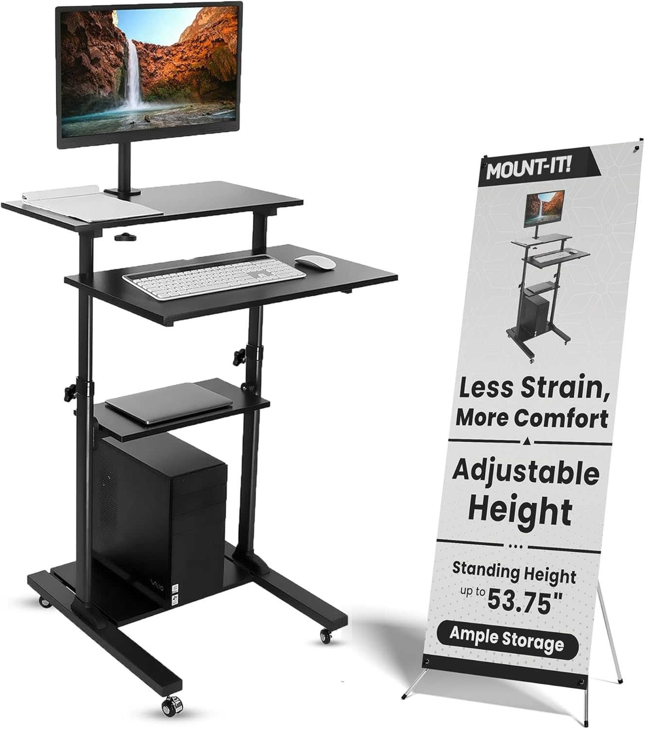 Brandclub - Mount-It! Mobile Computer Cart with Monitor Mount for ...