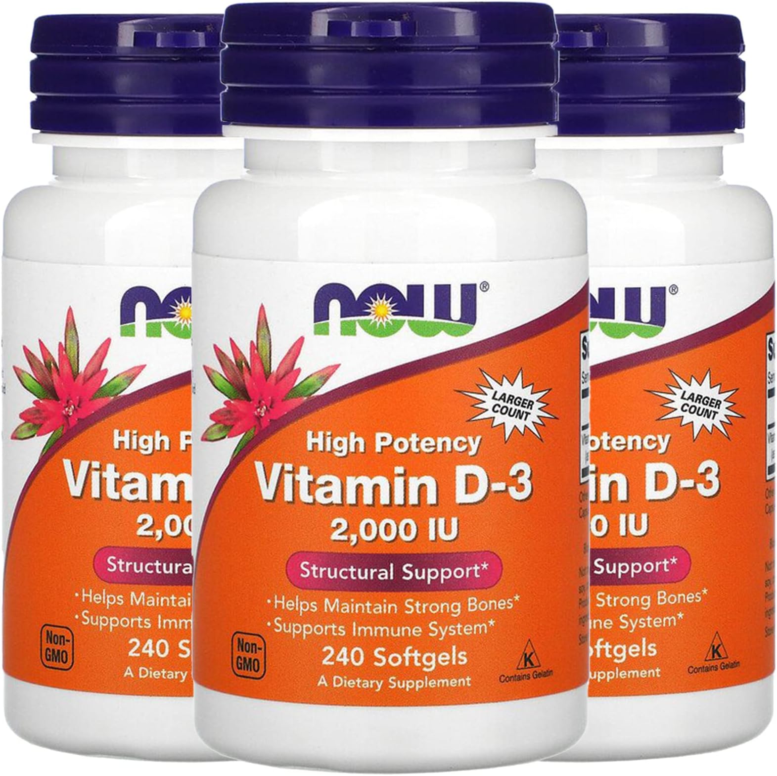 Amazon.com: Now Vitamin D-3 5000 IU, 240 Softgels, Pack of 3 : Health ...