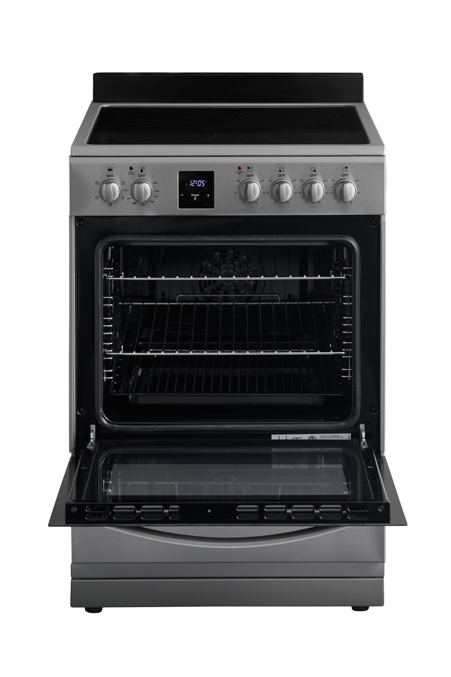 iio 24 inch Electric Stove iER-244SS, Oven Range with Triple Lined Door ...