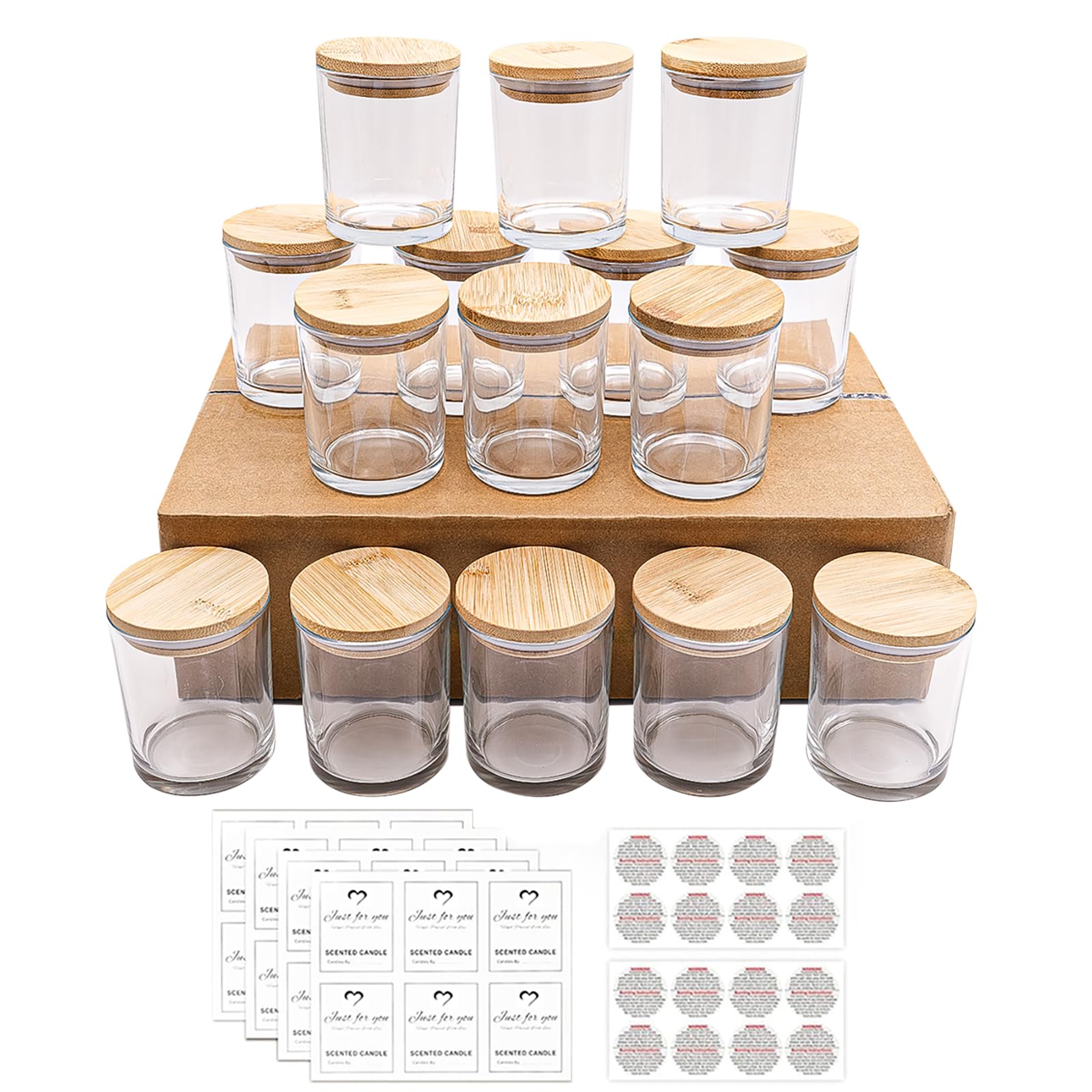 Amazon.com: SUROQUE 15 Pack Clear Candle Jars for Making Candles 7oz ...