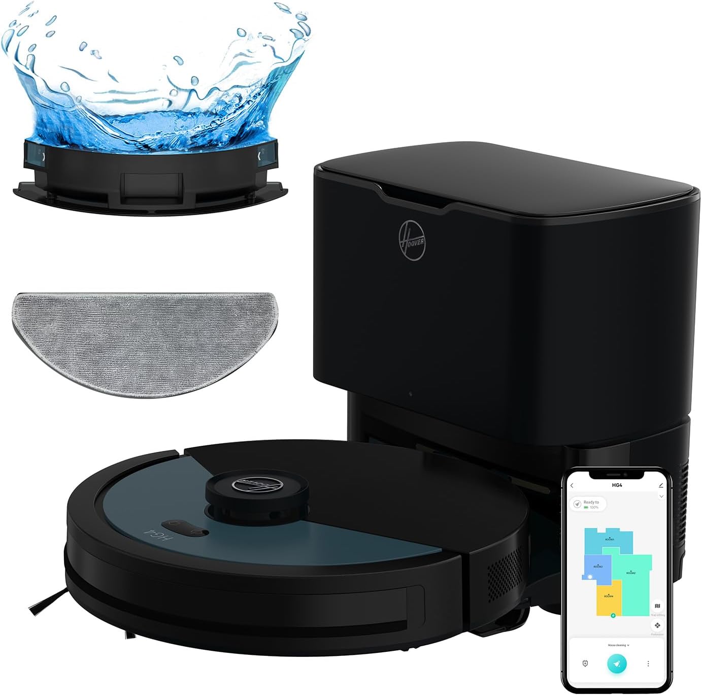 Hoover HG4 Hydro Pro Robot Vacuum & Mopping Cleaner, Up to 4000Pa ...