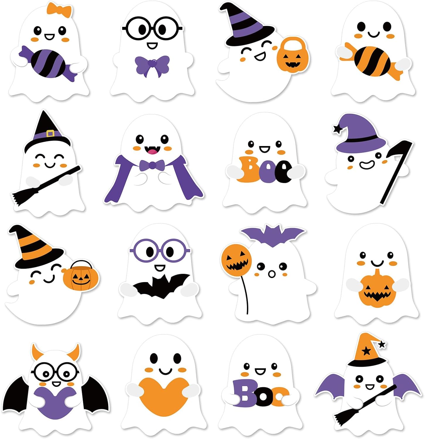 Amazon.com: JarThenaAMCS 48 Pcs Halloween Ghost Cutouts Purple Cute ...