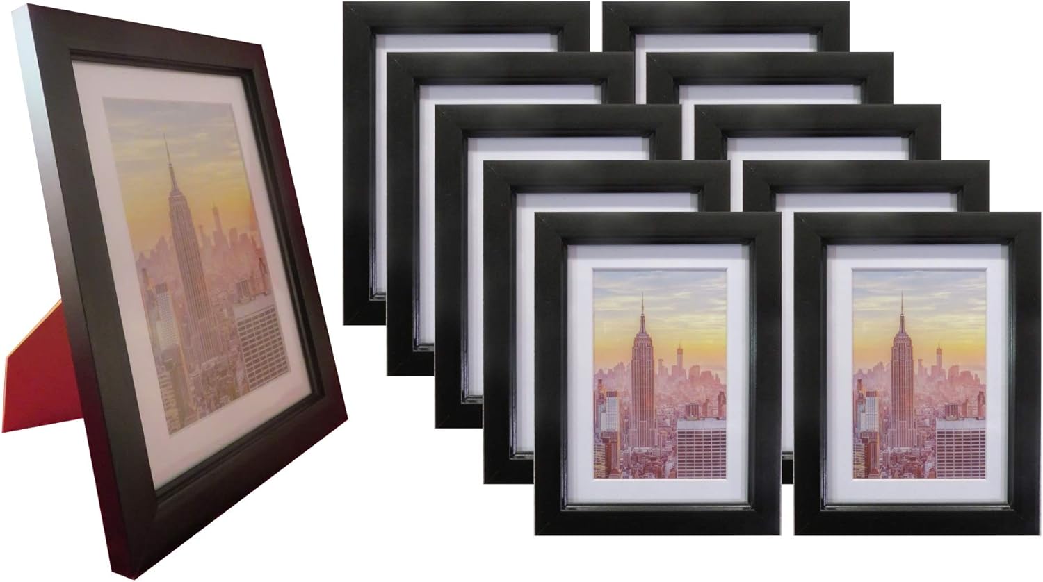 Amazon.com - Frame Amo 6x8 Black Wood Picture Frame, White Mat for 5x7 ...