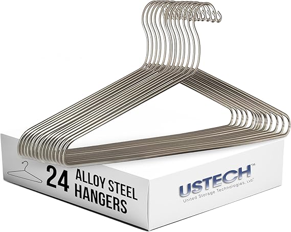 Amazon.com: Stainless Steel Wire Hangers - 24 Pack, Heavy Duty Coat ...