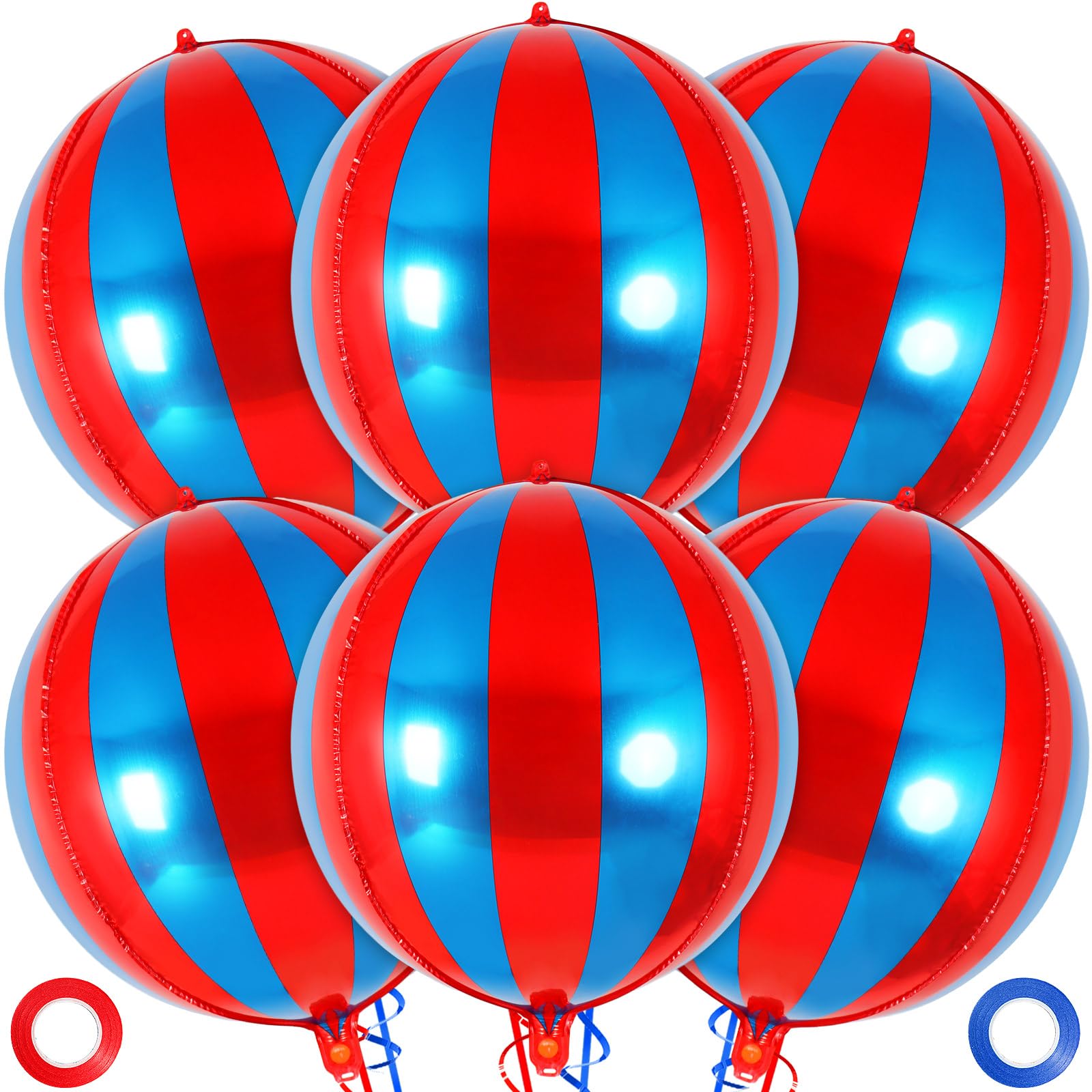 Amazon.com: Red and Blue Carnival Balloons, 22 Inch Metallic Circus ...